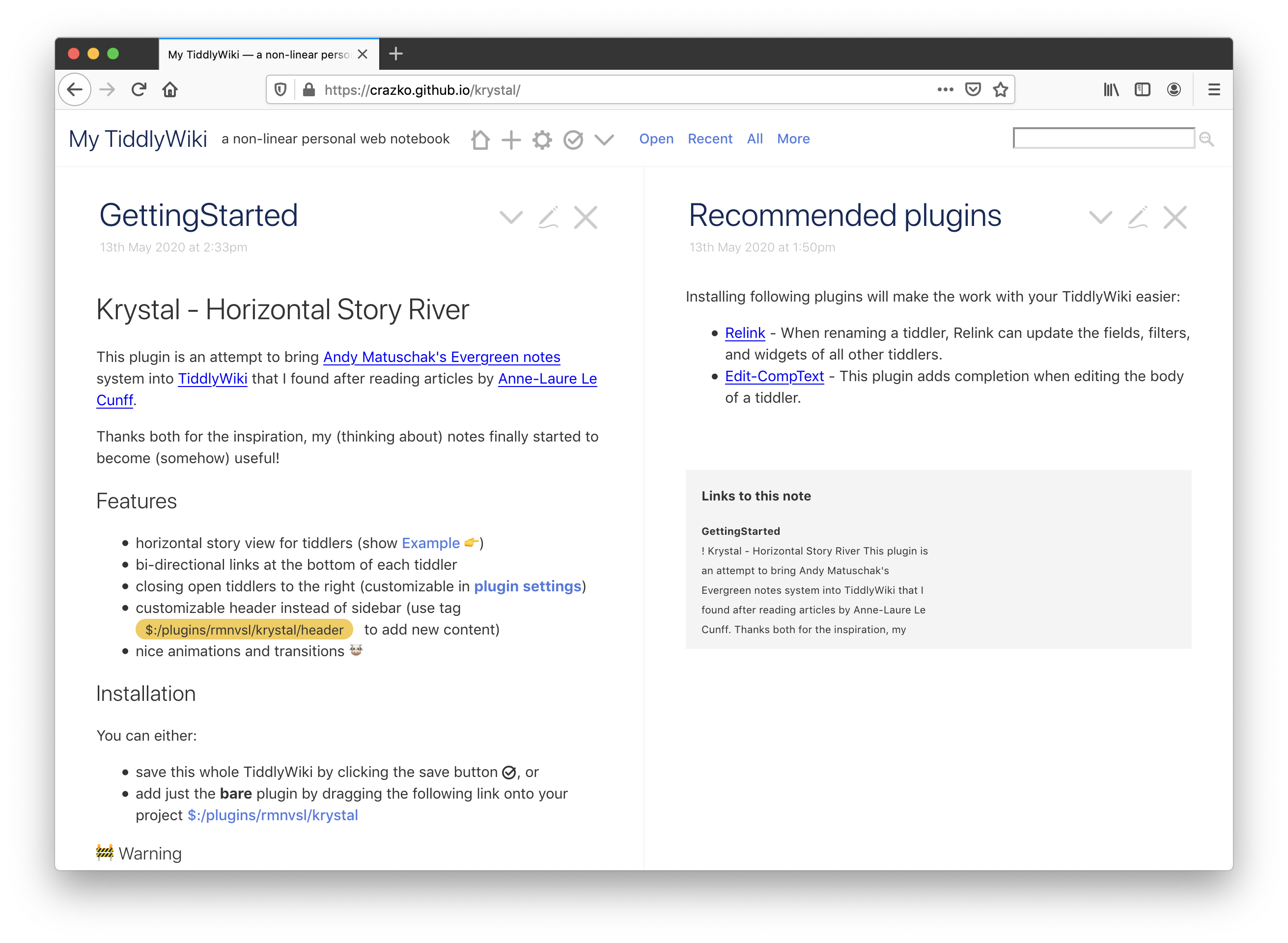 A Good Looking Tiddly Theme for Digital Gardens